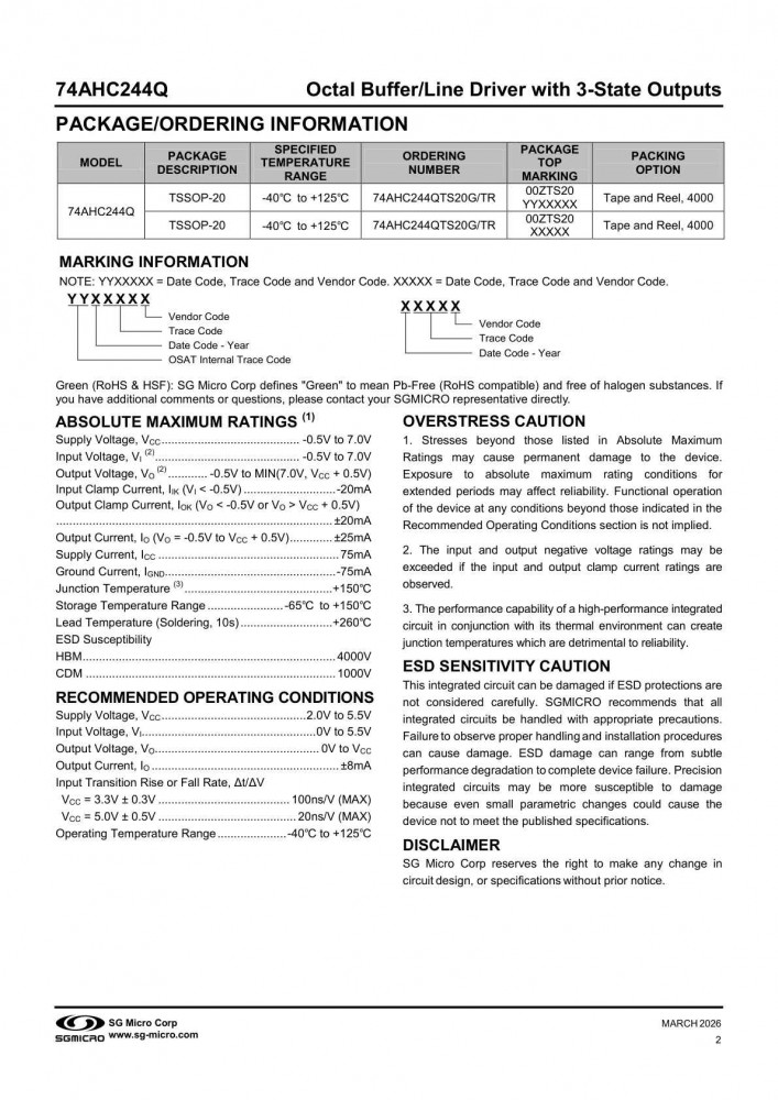 74AHC244Q datasheet page 2