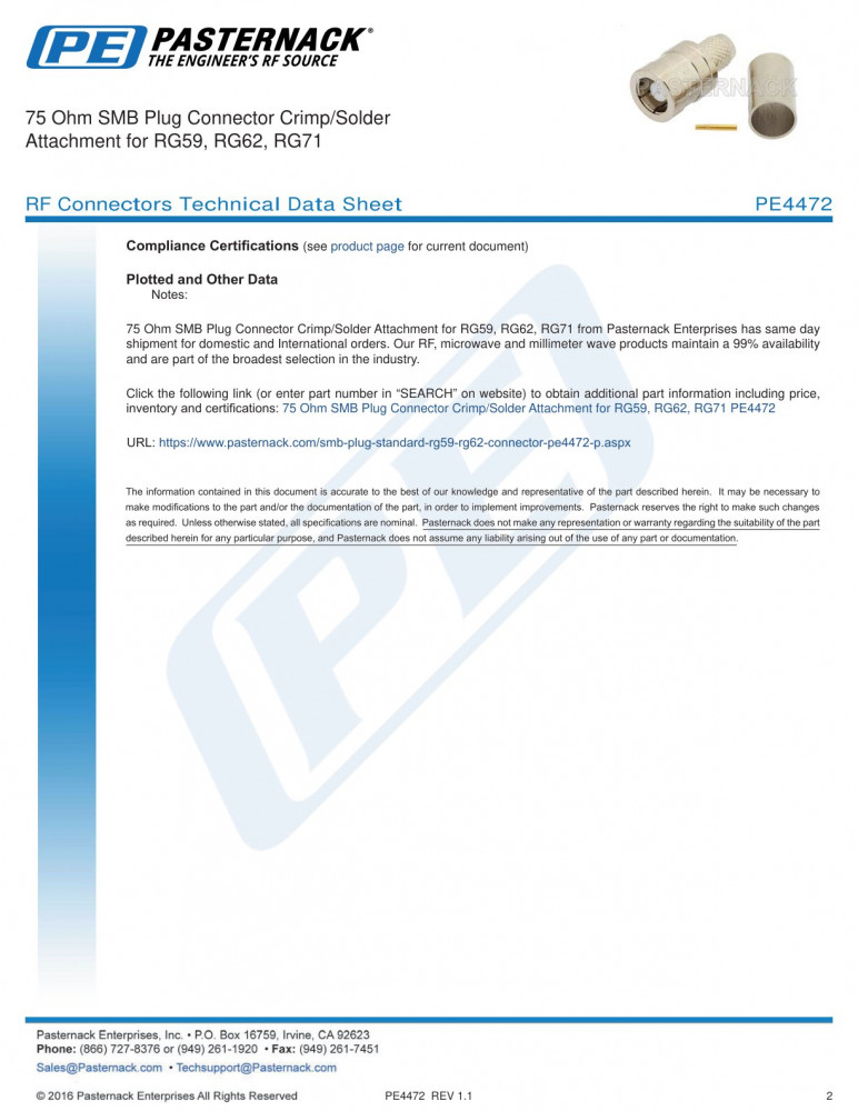 PE4472 technical datasheet page 2