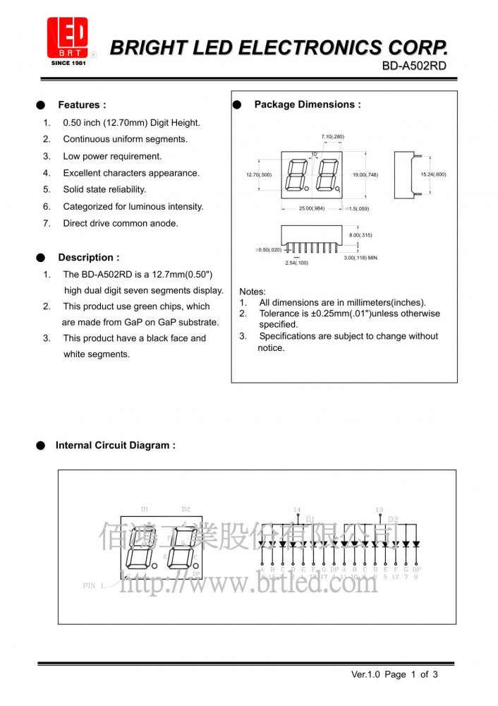 BD-A502RD datasheet page 1