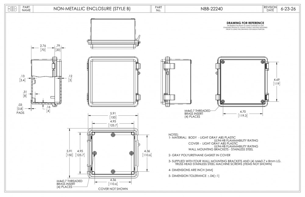 NBB-22240 enclosure technical drawing