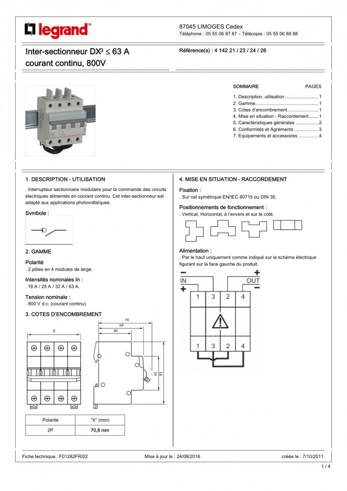 Legrand 414223 technical document page 1