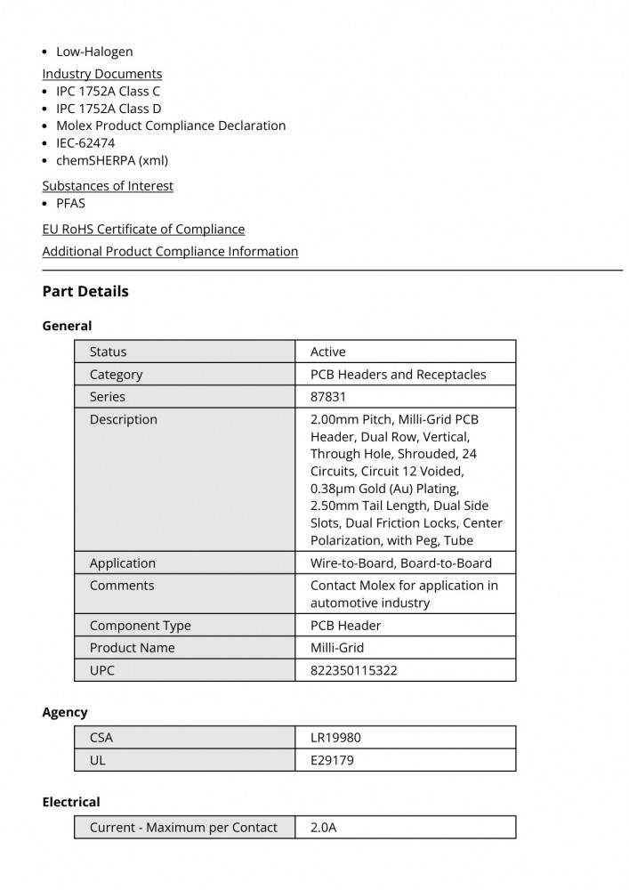 MOLEX 878315128 technical document preview, page 2