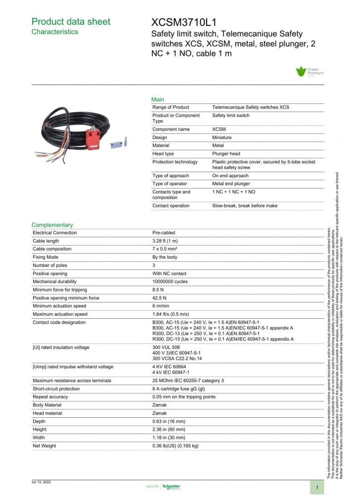 XCSM3710L1 technical document page 1