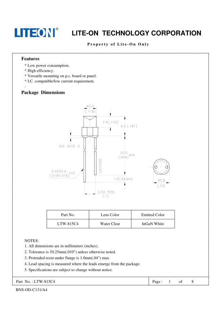 LTW-815C4 datasheet page 1