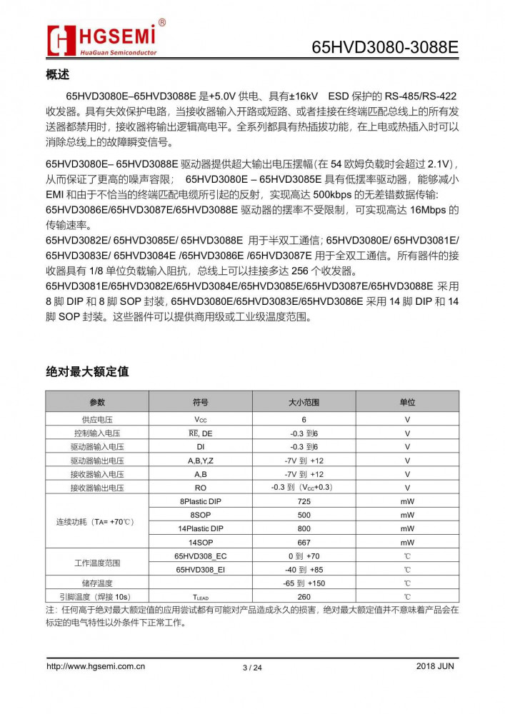 65HVD3082E datasheet page 3