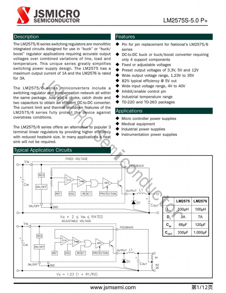 LM2575S-5.0 datasheet page 1