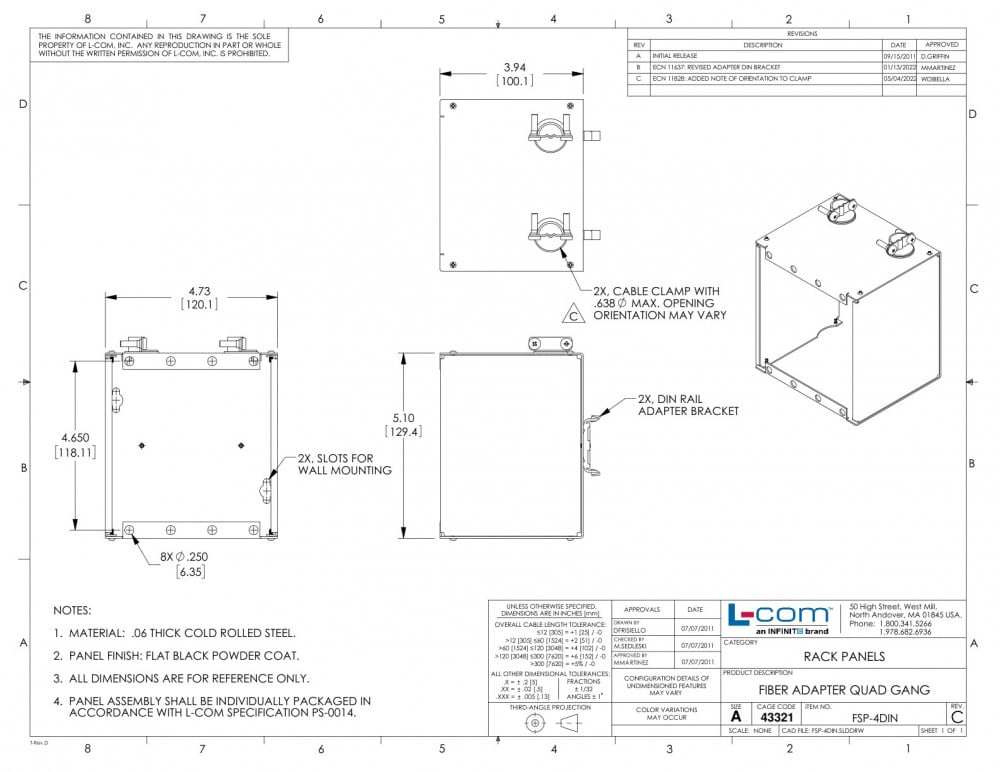 L-com FSP-4DIN technical document page