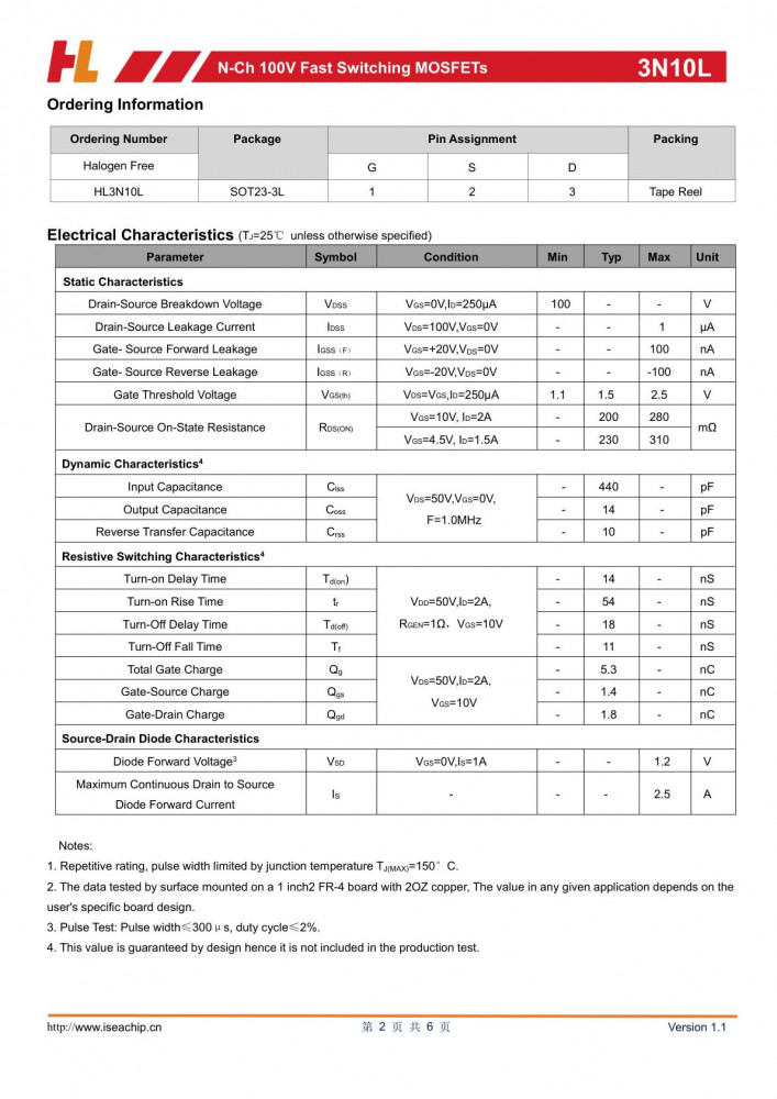 3N10L datasheet page 2