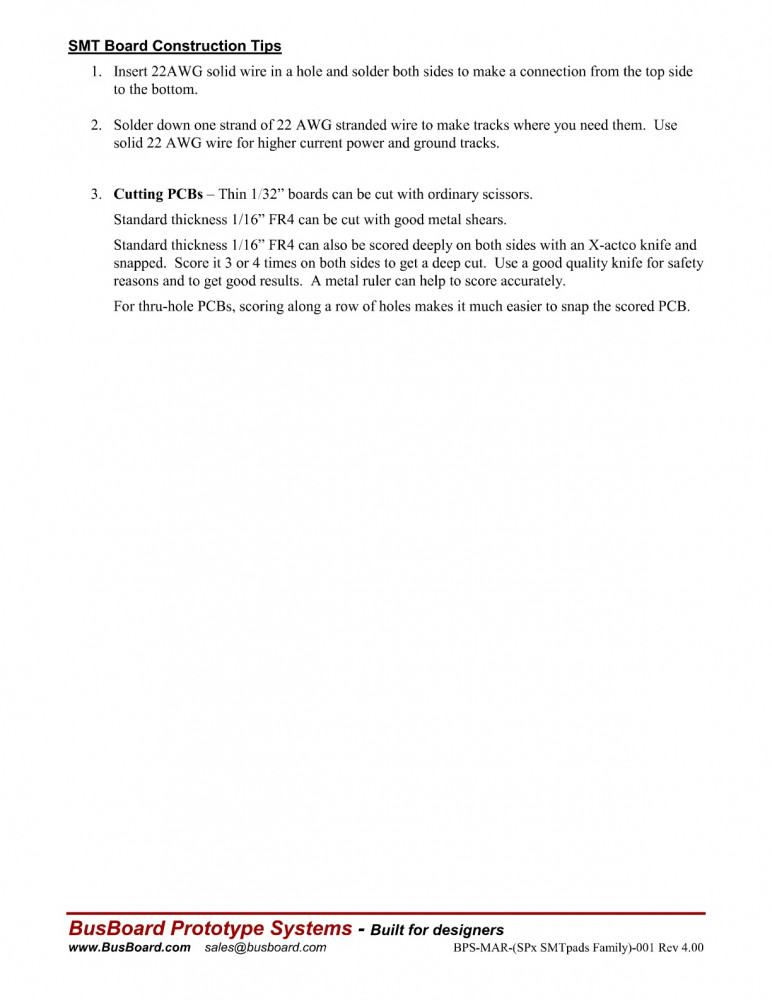BusBoard SMT Pads document page 7