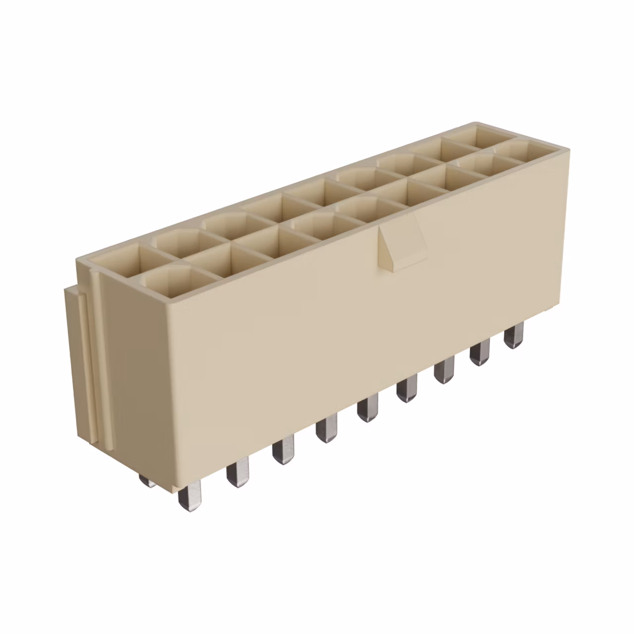 Mini-Fit Jr. Header, 4.20mm Pitch, Right Angle, without Flange, 6 Circuits, Matte Tin (Sn) Plating, Beige, Tape and Reel