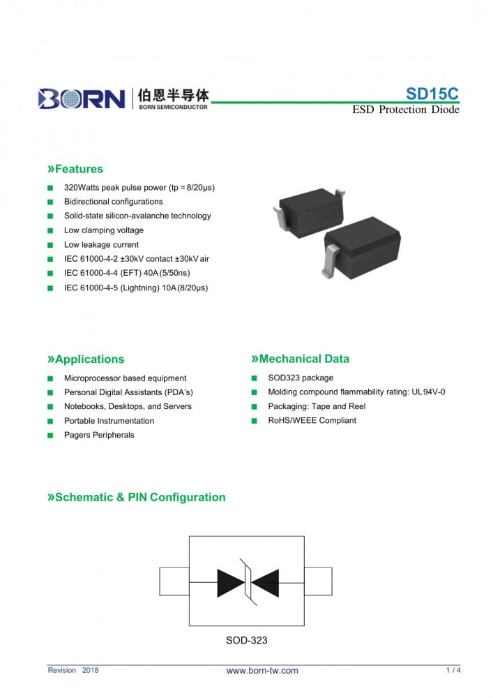 BORN SD15C datasheet page 1