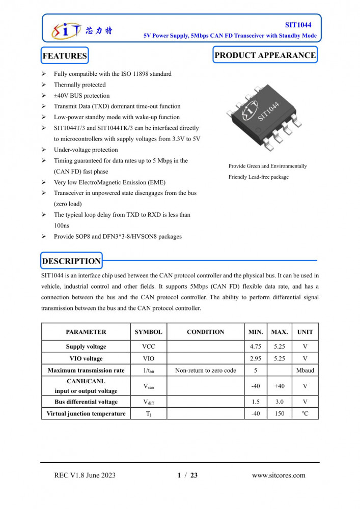 SIT1044TK/3 datasheet page 1
