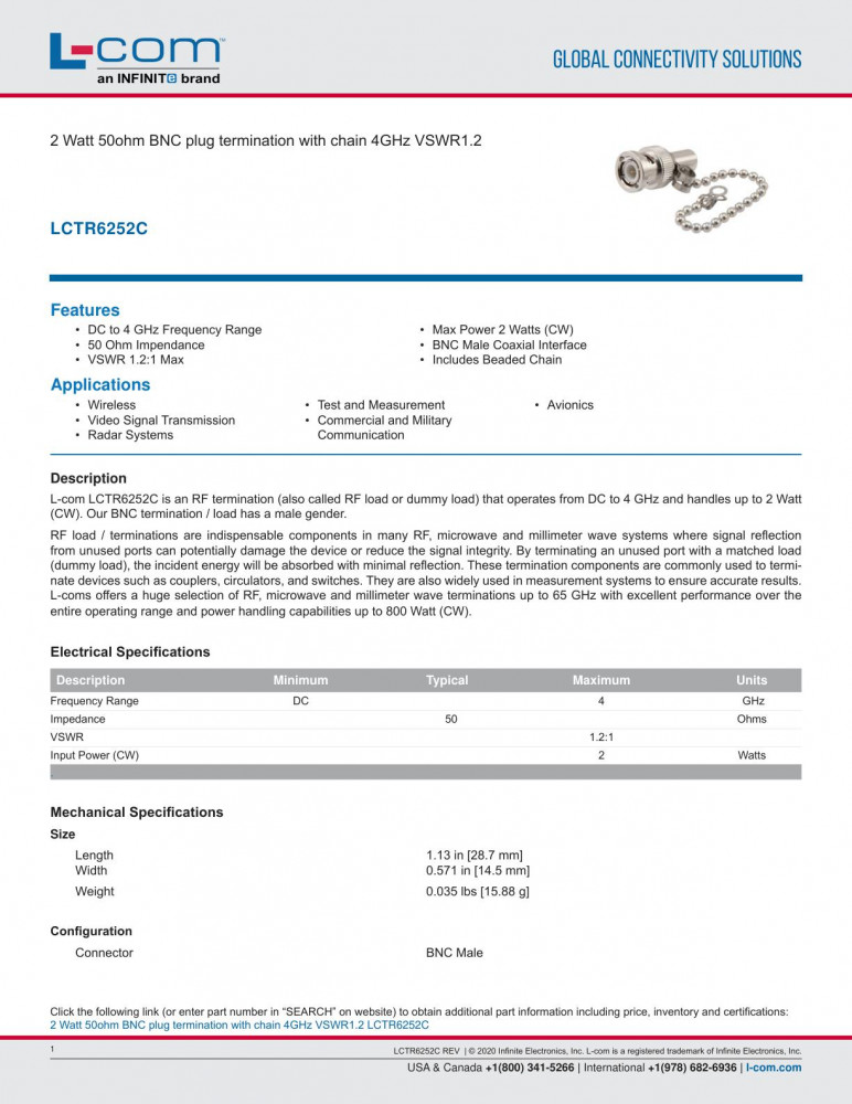 LCTR6252C product specification page 1