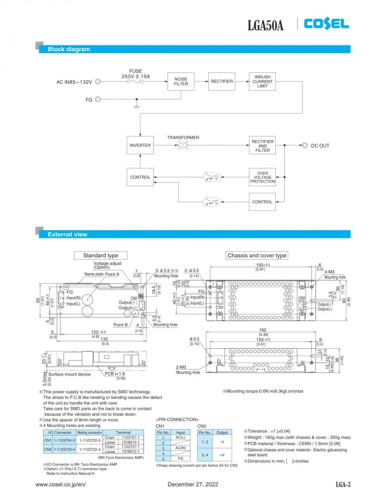 Cosel LGA series datasheet page 3