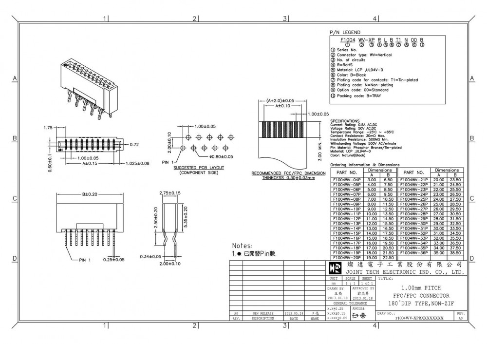 F1004WV-16PRLBT1N00B technical document preview