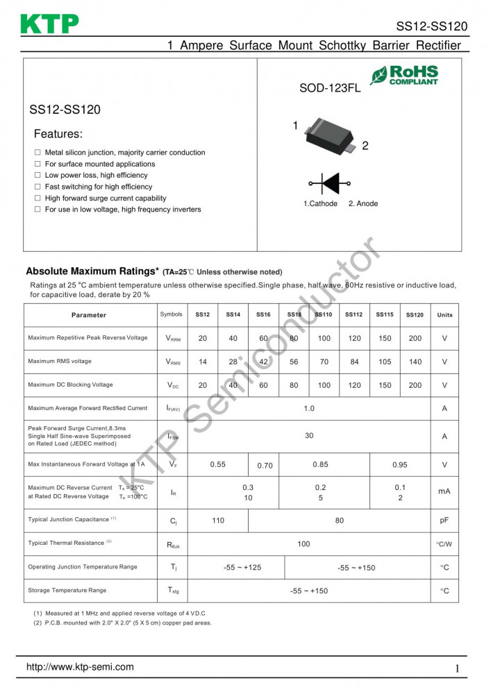 SS14 KTP datasheet page 1