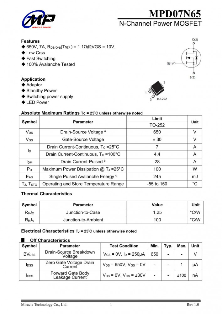 MPD07N65 datasheet page 1