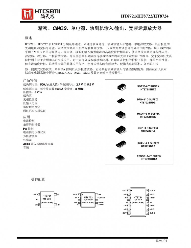 HT8722BRZ datasheet page 1