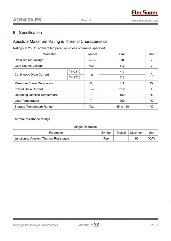 AO3402A-ES datasheet page 2