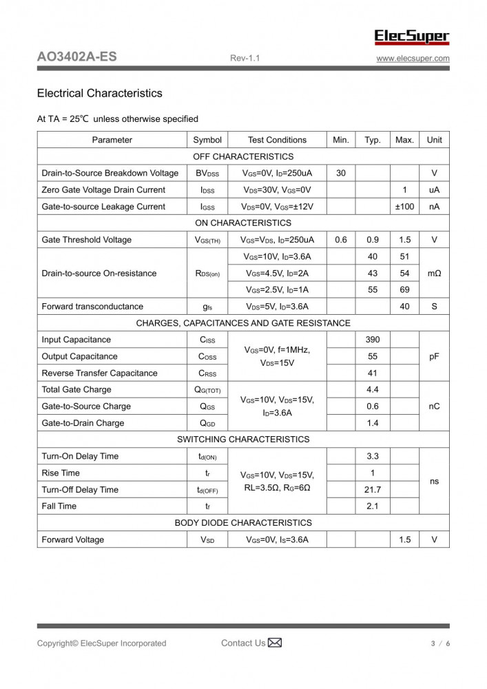 AO3402A-ES datasheet page 3