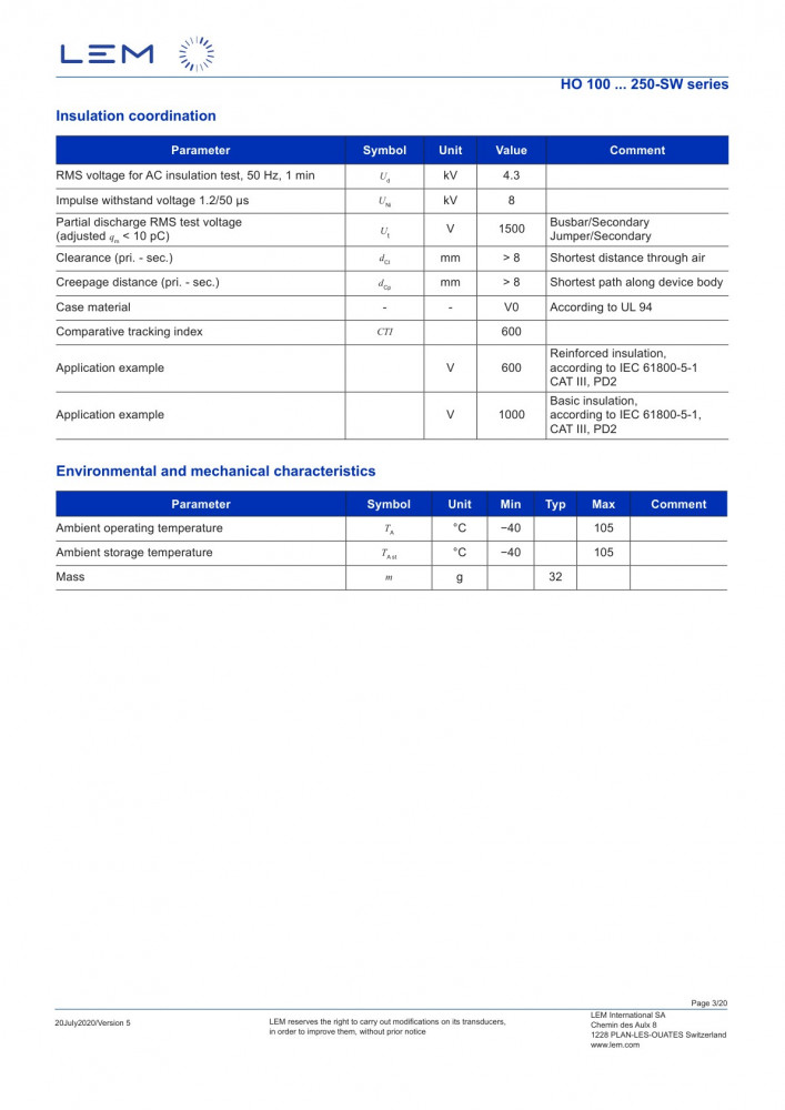 HO 100-SW datasheet page 3