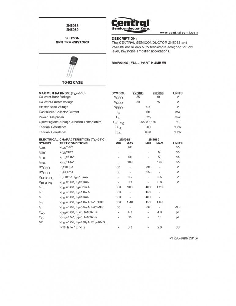 2N5089 PBFREE datasheet page 1