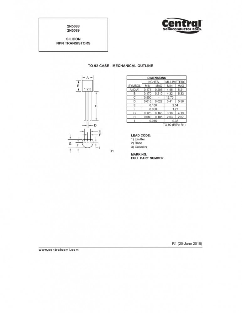 2N5089 PBFREE datasheet page 2