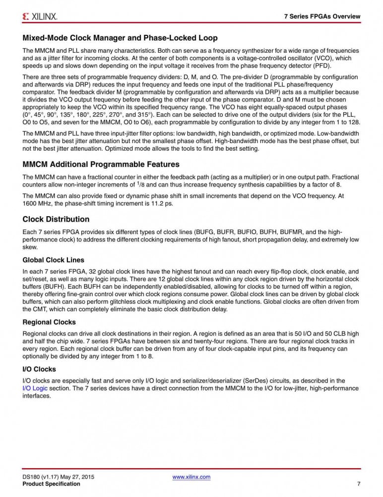 XC7A100T technical document page 7