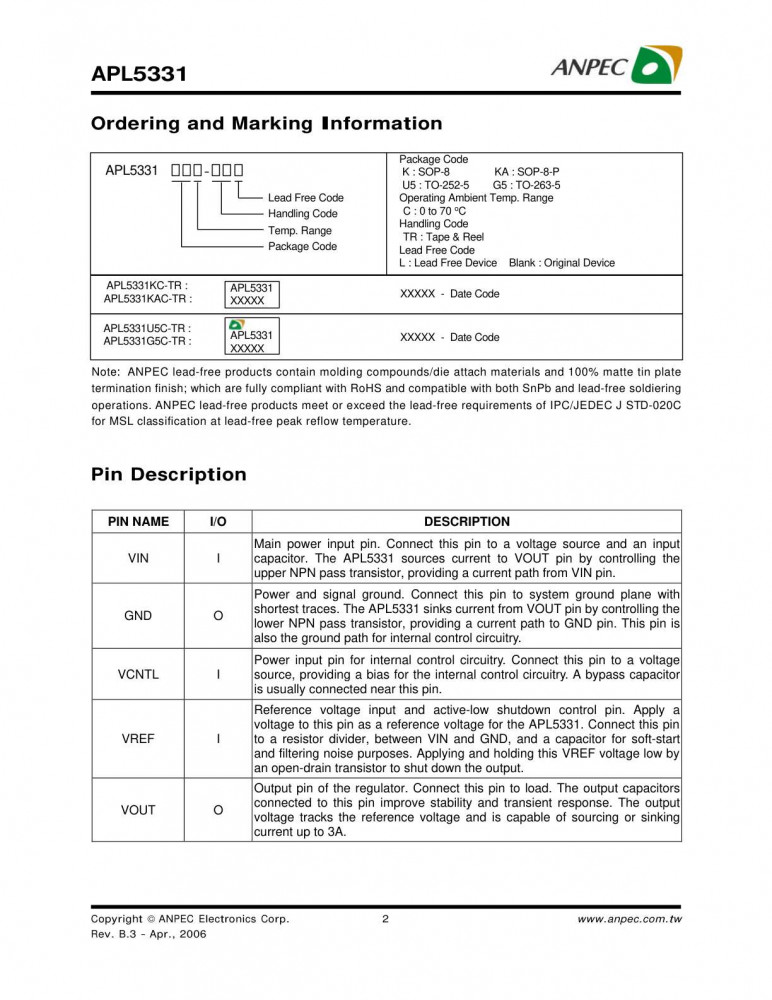 APL5331 datasheet page 2