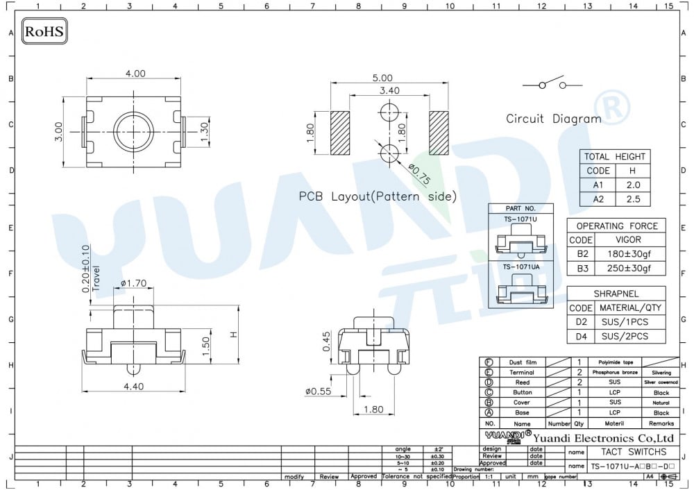 YUANDI TS-1071U-A2B3-D4 technical document preview