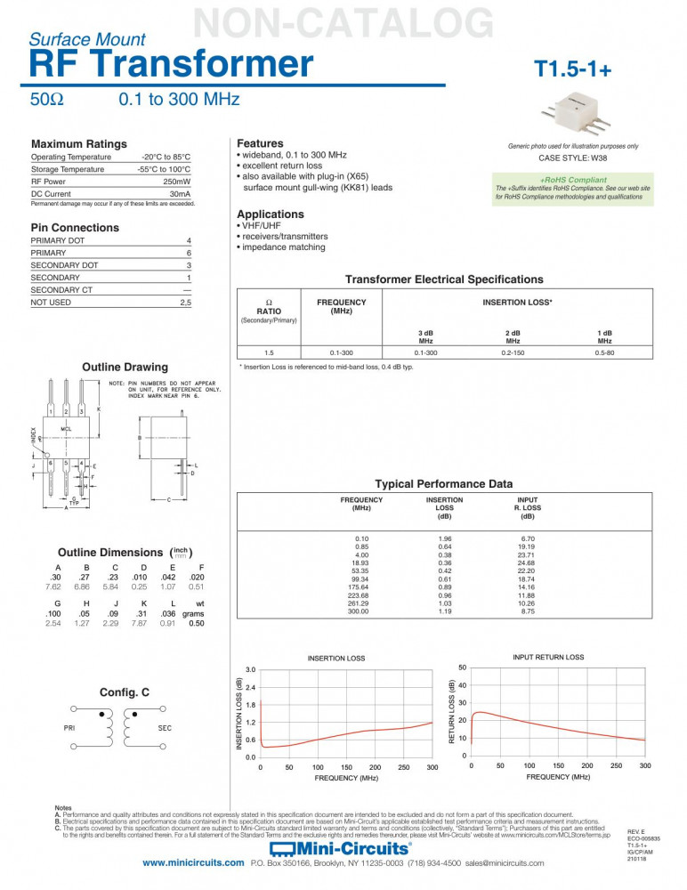 Mini-Circuits TT1.5-1+ technical document preview