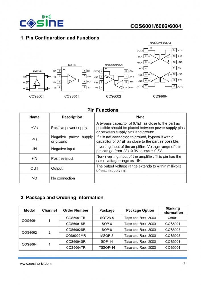 COS6001TR datasheet page 2