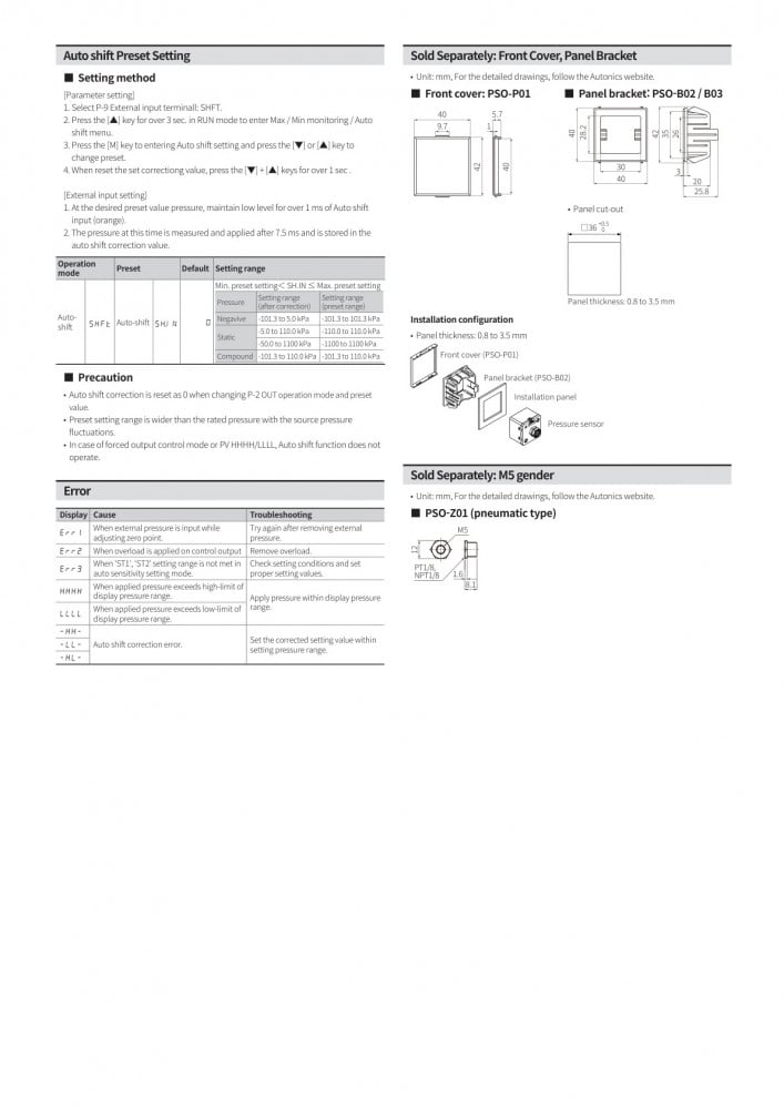 PSAN Series manual page 5