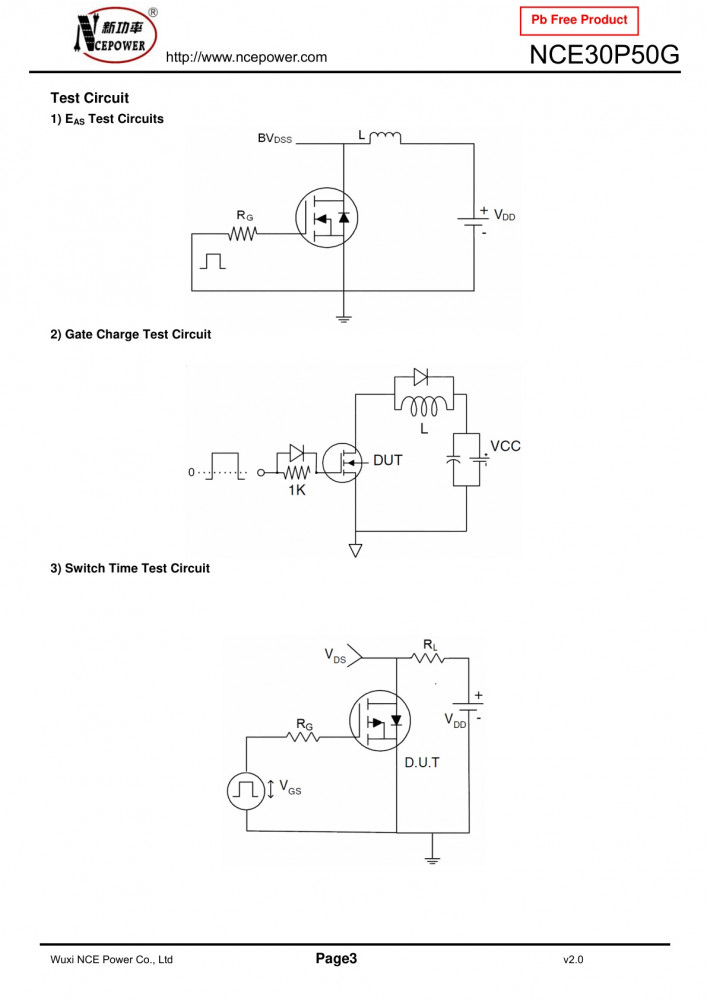 NCE30P50G datasheet page 3