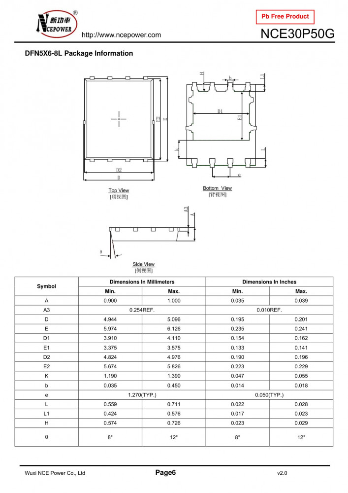 NCE30P50G datasheet page 6