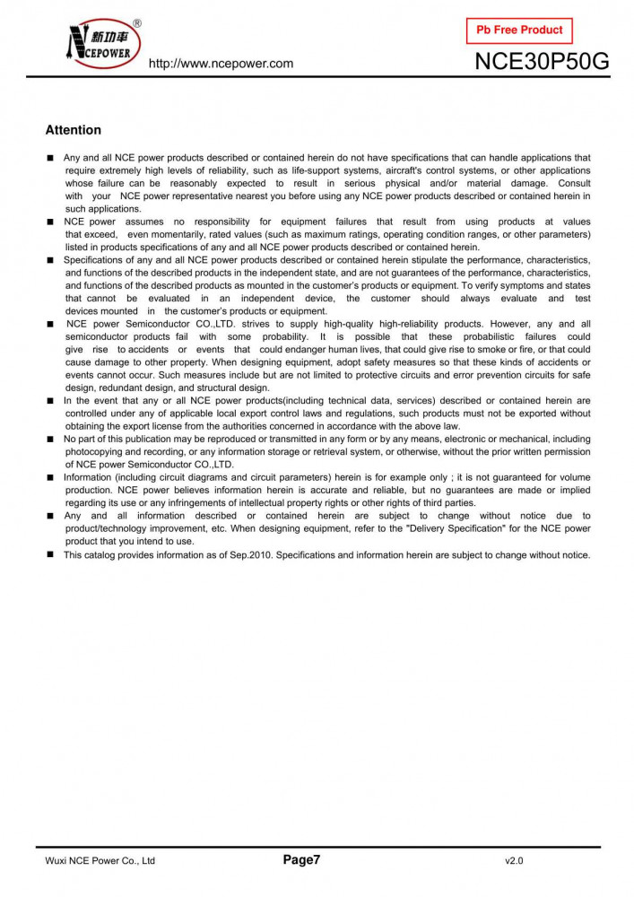 NCE30P50G datasheet page 7