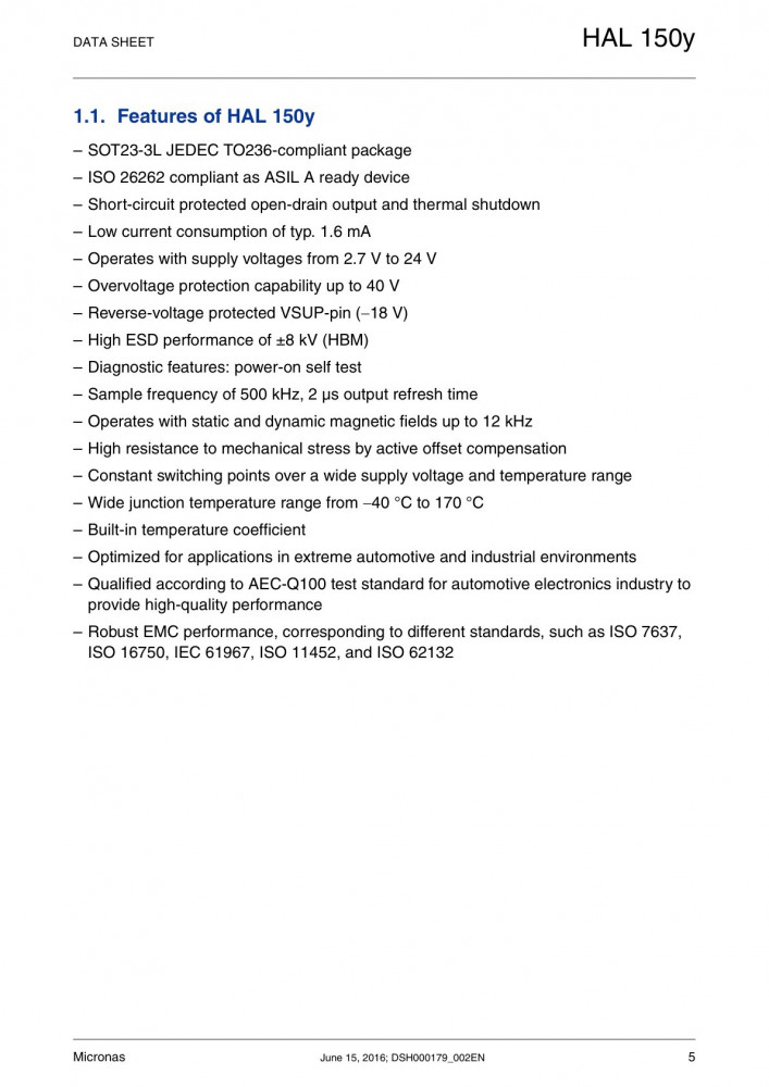 HAL 150y datasheet preview, page 5