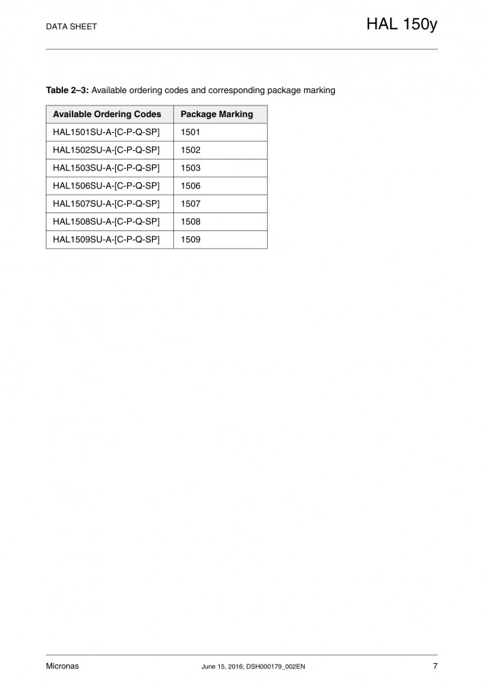 HAL 150y datasheet preview, page 7