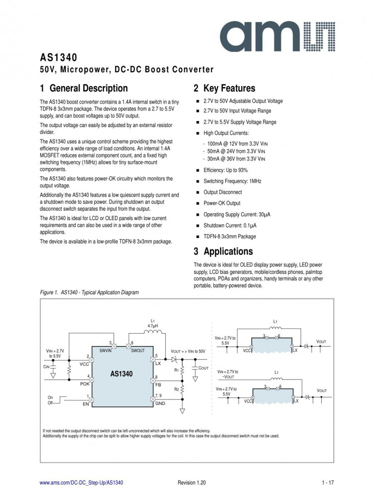 AS1340 datasheet page 1