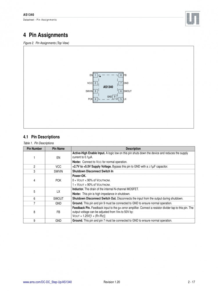AS1340 datasheet page 2