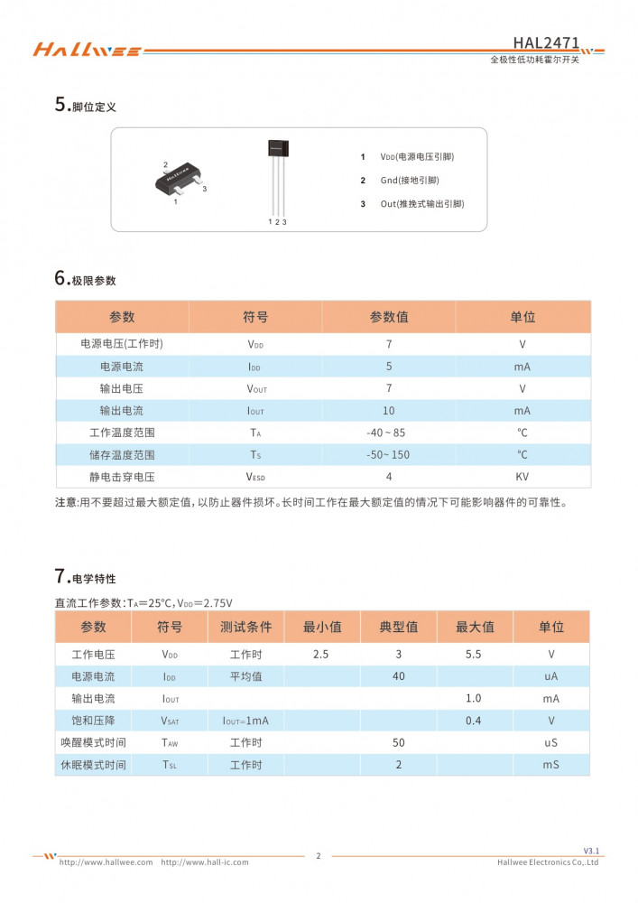 HAL2471SO technical document page 2