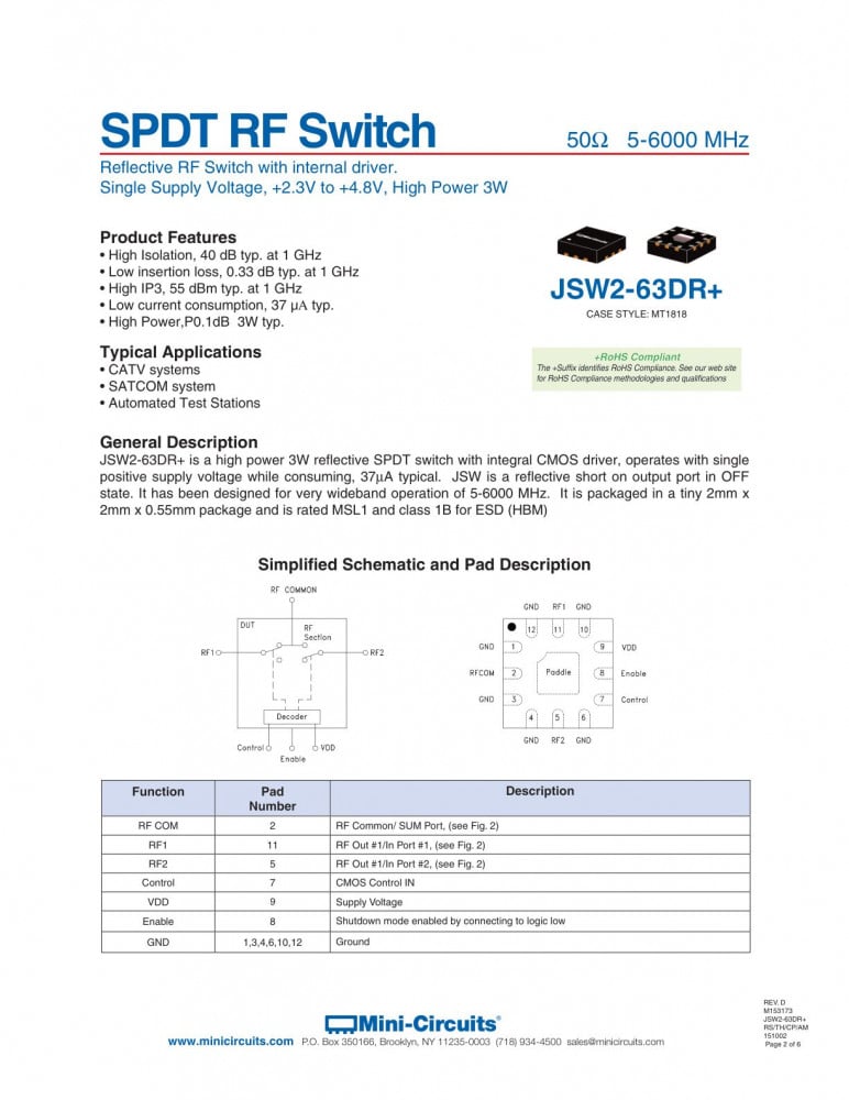 JSW2-63DR+ datasheet page 2