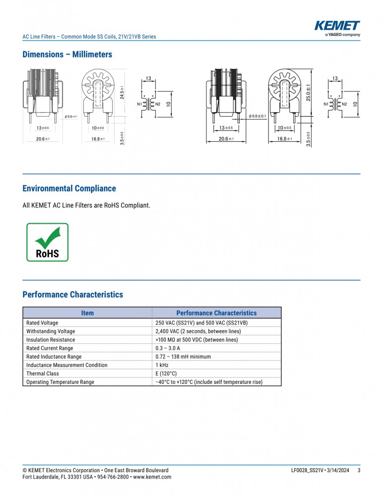 KEMET SS21VB datasheet page 3