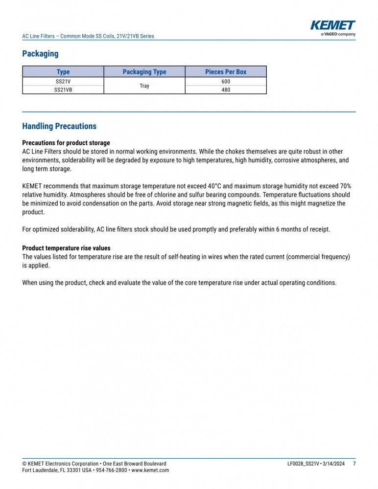 KEMET SS21VB datasheet page 7
