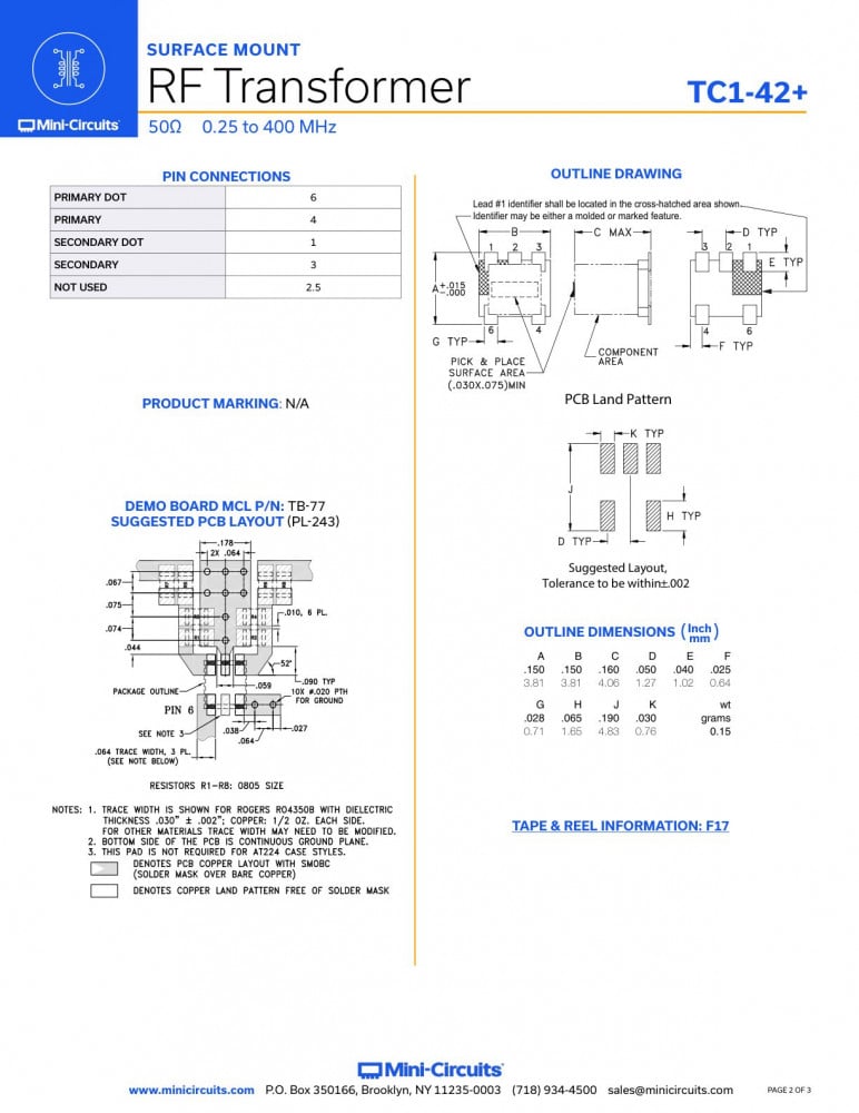 TC1-42+ datasheet page 2