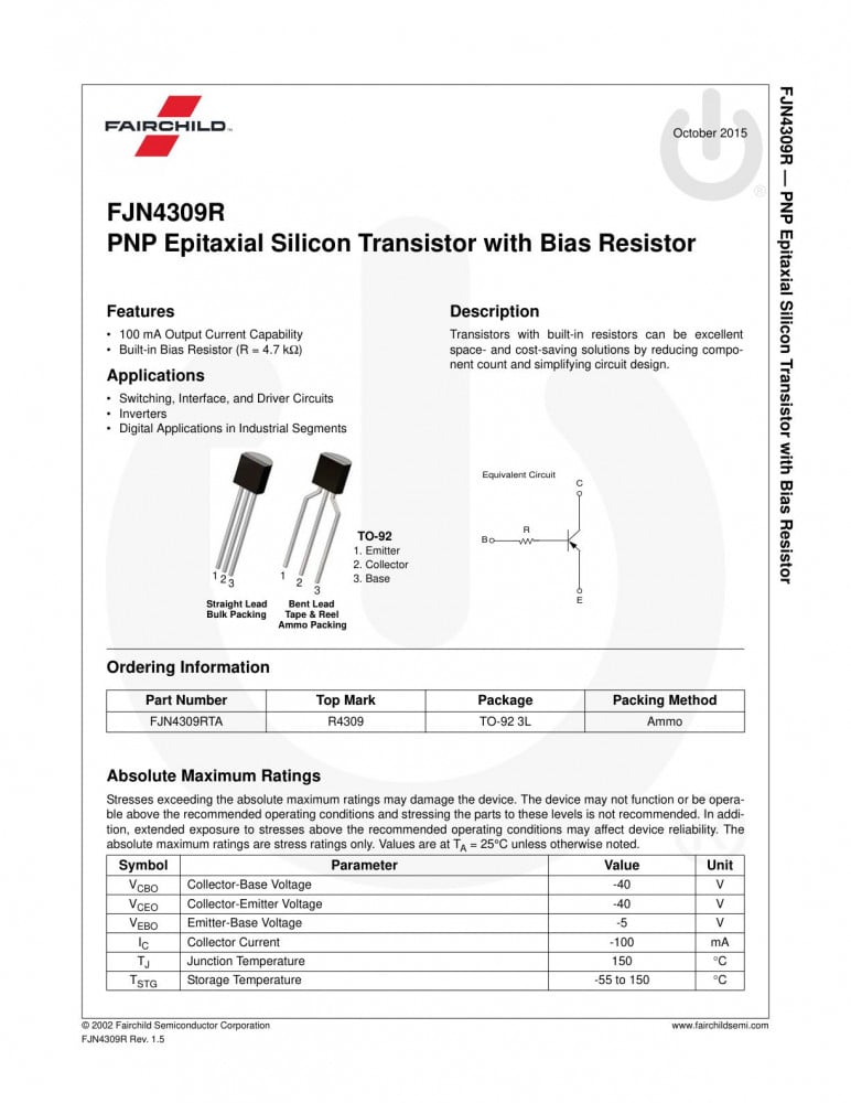 FJN4309R datasheet page 1