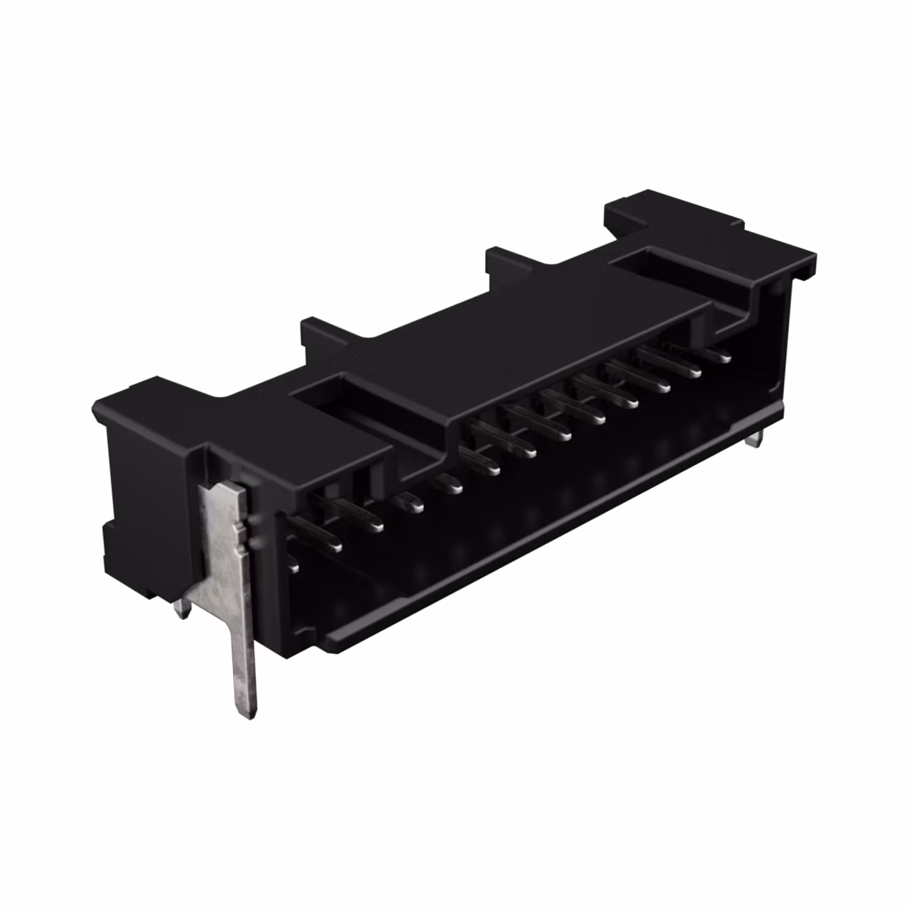 Micro-One Wire-to-Board Header, Right Angle, 2.00mm Pitch, Single Row, Glow-Wire Capable, Through Hole, 14 Circuits, Tin-Bismuth Plating, Black