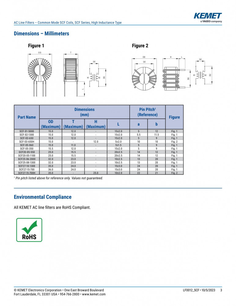 KEMET SCF series datasheet page 3