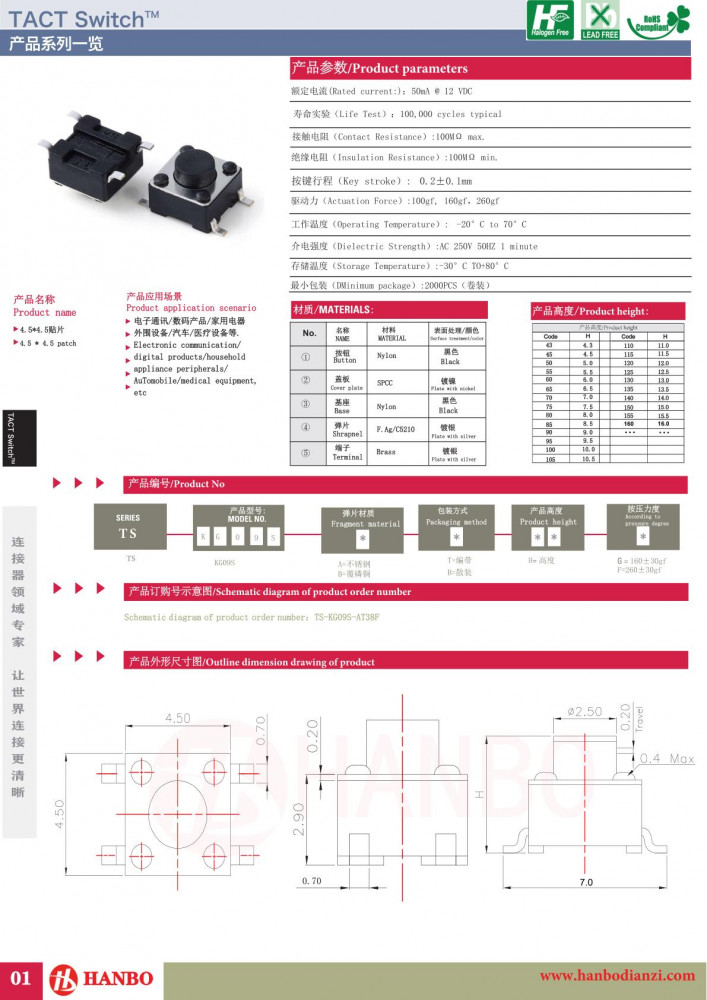 TS-KG09S product specification page