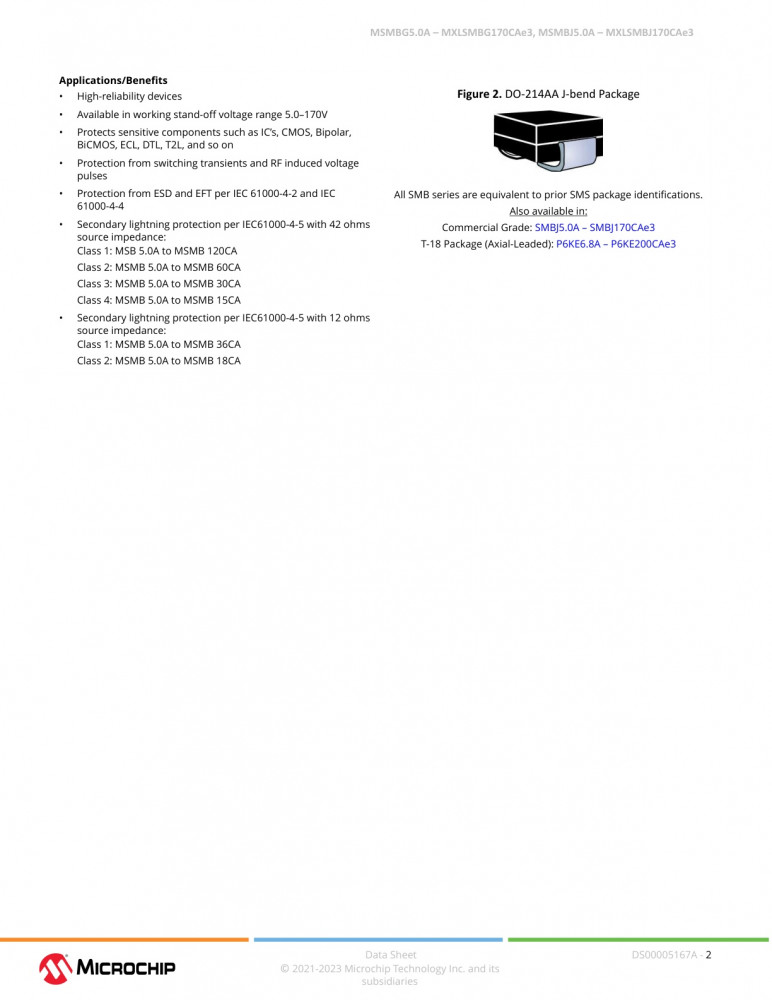 Microchip TVS datasheet page 2